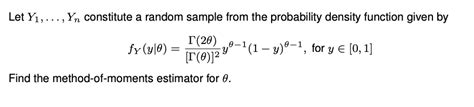 solved let y1 yn constitute a random sample from the