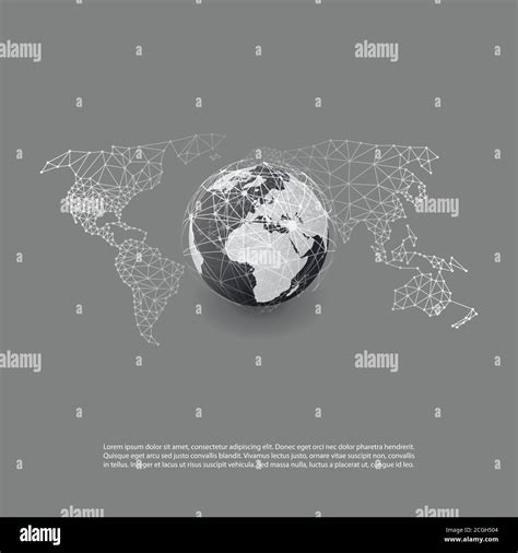 Cloud Computing And Global Networks World Map Abstract Global Digital Network Connections