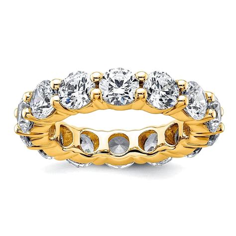 14k Solid Yellow Gold Polished Size 45 Shared Prong 4 Carat Diamond