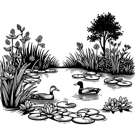 Pencil Drawing Duck Pond Habitat Pcjournal I Can Draw 1