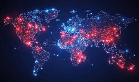 Global Network Map With Glowing Connections Showcasing Interconnected