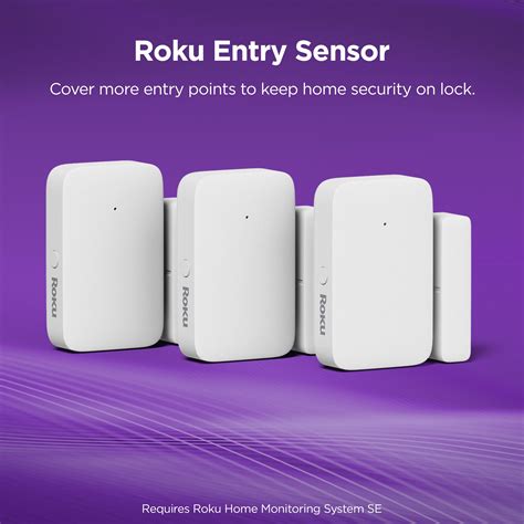 Roku Smart Home Entry Sensor 3 Pack Wireless Battery Powered Add On For Home Monitoring System