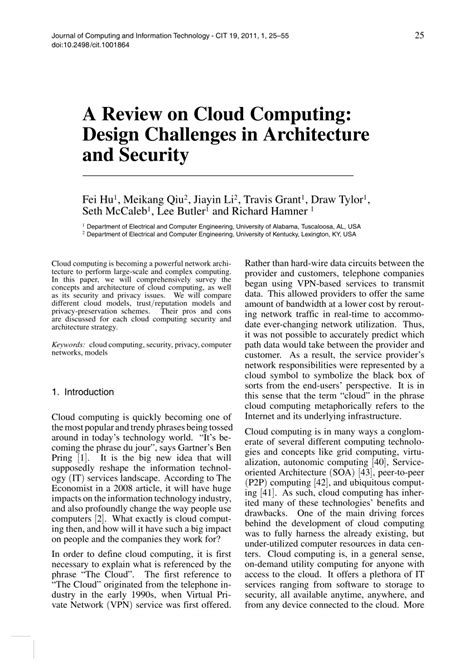 Pdf A Review On Cloud Computing Design Challenges In Architecture And Security