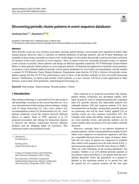 Discovering Periodic Cluster Patterns In Event Sequence Databases Request Pdf
