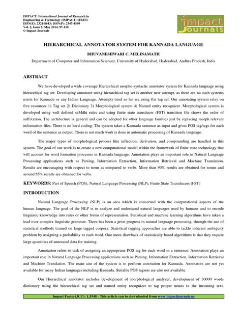 Pdf 13 Eng Hierarchical Annotator System For Kannada Bhuvaneshwari C