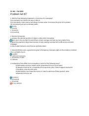 Pset For Ec Pdf EC Fall Problem Set Which Of The Following Statements Is