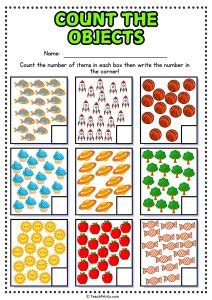 Free Counting Objects Worksheets Teach Prints
