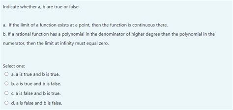solved indicate whether a b are true or false a if the
