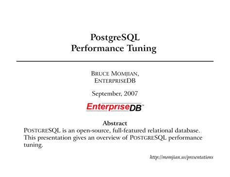 PostgreSQL Performance Tuning PPT
