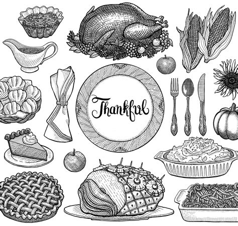 Thanksgiving Food Clipart Black And White