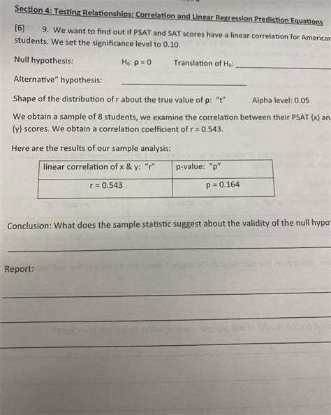 Solved Section Testing Relationships Correlation And Chegg