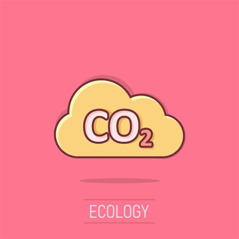 코 스타일의 Co2 배출 아이콘 고립된 배경에 구름 재난 만화 터 일러스트레이션 환경 스플래시 효과 상표 비즈니스 개념