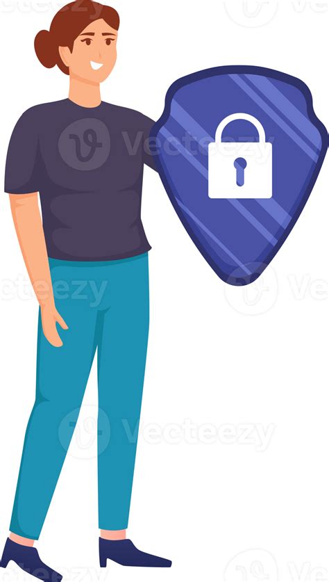 Digital Data Protection Illustration With Cyber Security Cartoon