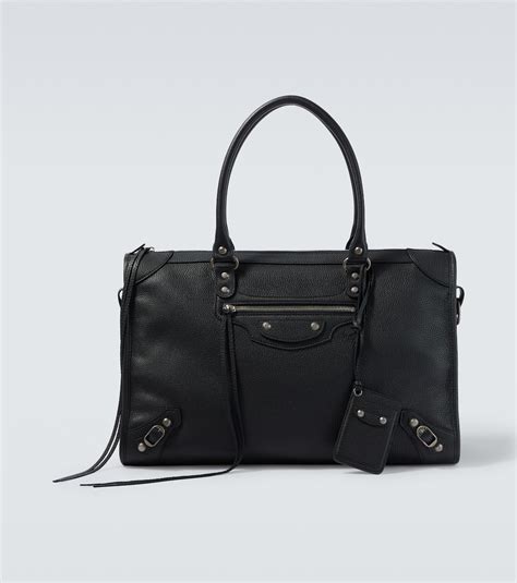 Le City Business Leather Tote Bag In Black Balenciaga Mytheresa