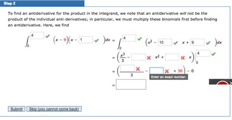 Get Answer Question Step 2 To Find An Antiderivative For The Product In The Transtutors