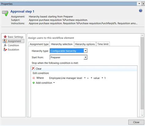 configurable workflow hierarchy in dynamics 365 for finance and