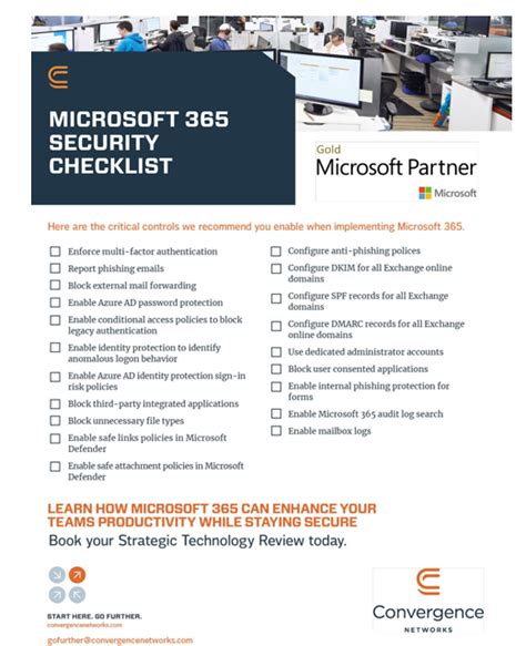 microsoft 365 security checklist convergence networks