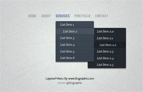 Layered Drop Down Menu Psd