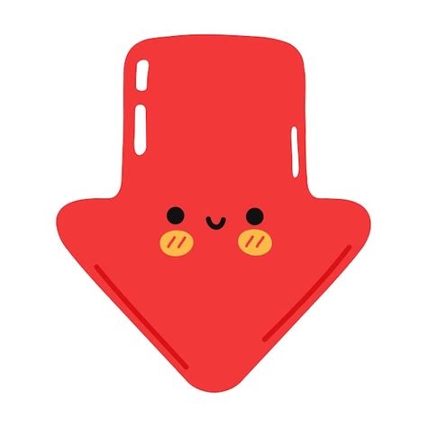 귀여운 재미있는 빨간색 화살표 아이콘 프리미엄 벡터