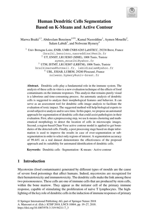 Pdf Human Dendritic Cells Segmentation Based On K Means And Active