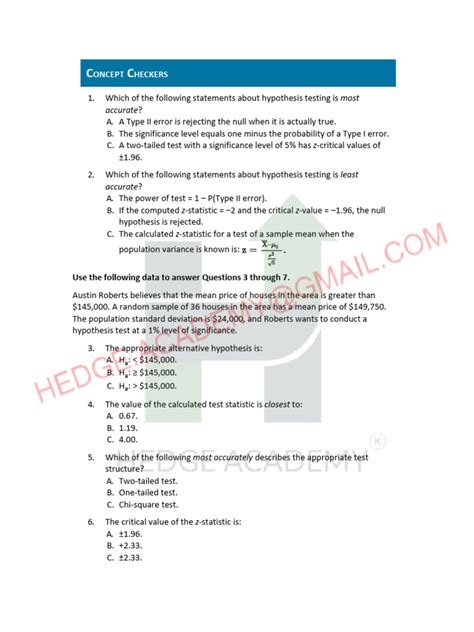 Hypothesis Testing Exercise Pdf Statistical Significance