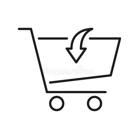 Shopping Cart With Download Arrow Line Icon E Commerce Online Shopping And Digital Purchase