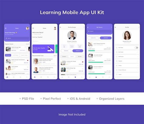 Premium PSD Learning Mobile App Ui Kit
