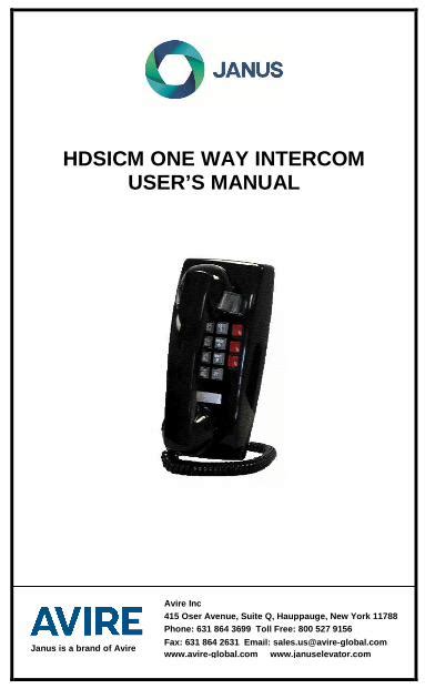 Pdf Hdsicm One Way Intercom Users Manual Avire · Pdf Filehdsicm Pdf Hdsicm One Way Intercom Users Manual Avire · Pdf Filehdsicm