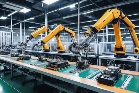 Premium Photo Advanced High Precision Robot Arms On Fully Automated Pcb Assembly