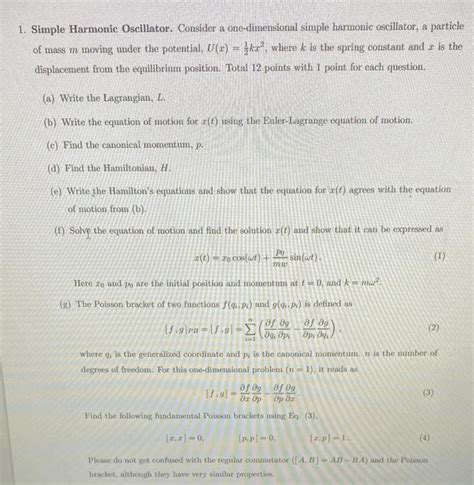 Solved Simple Harmonic Oscillator Consider A Chegg