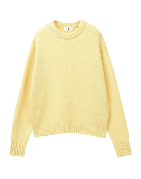 파스텔 컬러 라운드넥 니트 라이트옐로우 엠오엠씨