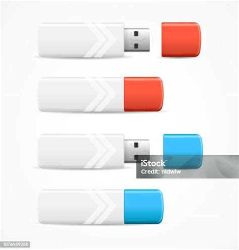 현실적인 3d 자세한 Usb 플래시 드라이브를 설정합니다 벡터 3차원 형태에 대한 스톡 벡터 아트 및 기타 이미지 3차원 형태 Usb 메모리 Usb 케이블 Istock