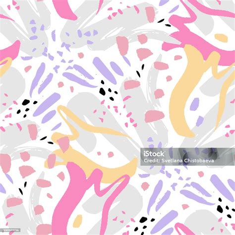 원활한 추상적인 꽃 패턴을 반복 합니다 손으로 그려 직물 선물 포장 벽 예술 디자인 카드 포스터 봄 여름 시즌 디자인 벡터 일러스트 레이 션 0명에 대한 스톡 벡터 아트 및