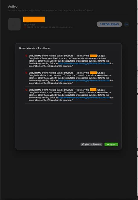 Xcode Error Itms 90171 Invalid Bundle Structure The Binary File