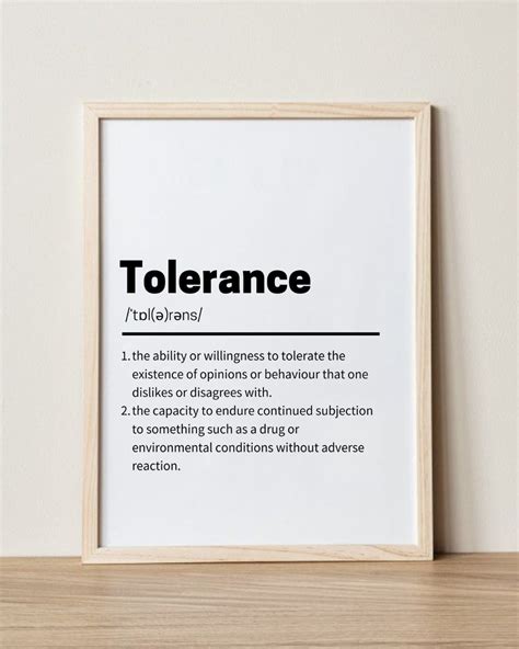 Tolerance Definition Tolerance Quote Tolerance Poster Etsy