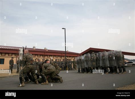 Us Marines With Company C 3d Law Enforcement Battalion Brace For