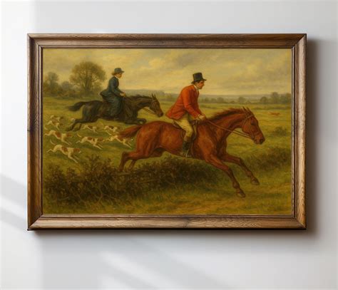 Ladies Fox Hunt Vintage Fox Hunt Museum Quality Matte Print Oil