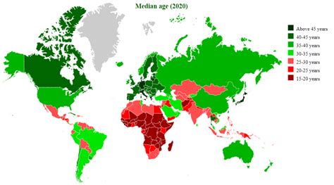 Median Age For Each Country R Mapporn