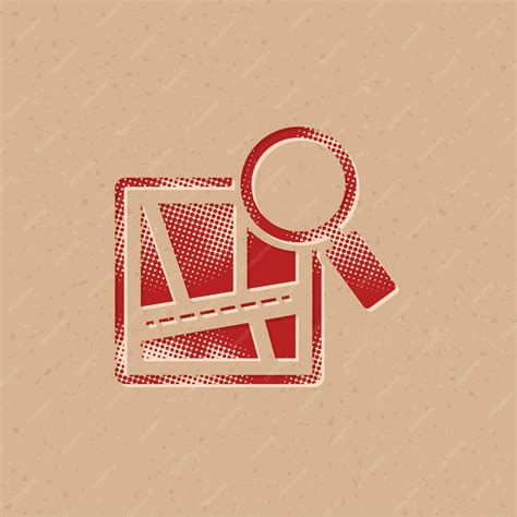 Premium Vector Road Map Icon With Loupe Halftone Style With Grunge