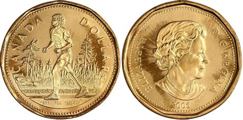 Coins And Canada 1 Dollar 2005 Terry Fox Historical Values Of