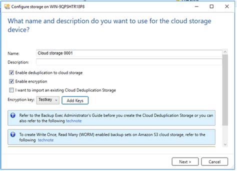 configure s3 compatible cloud storage with backup exec vox