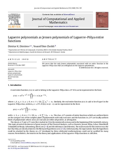Laguerre Polynomials As Jensen Polynomials Of Laguerrepólya Entire