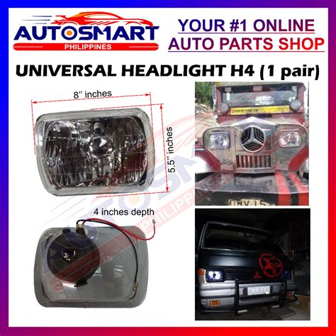 Headlight Glass H4 Halogen 2pcs Set Rectangle Universal For L300 And