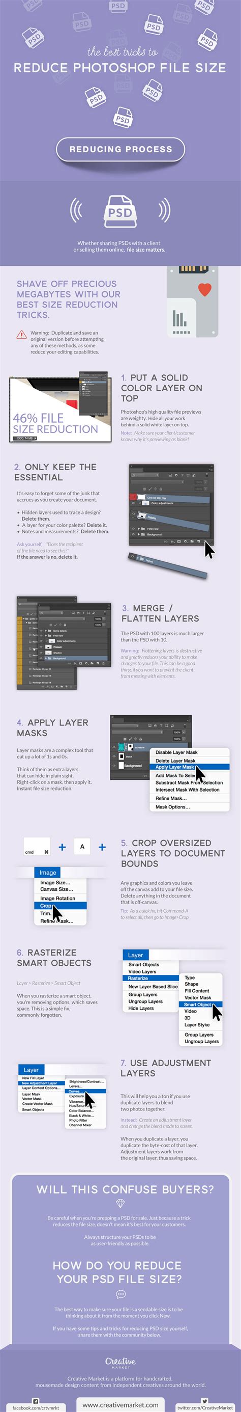How To Reduce Photoshop Document PSD File Size Infographic