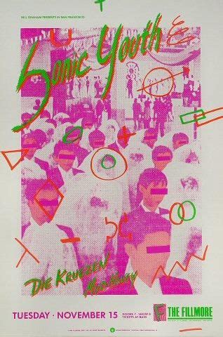 Sonic Youth Vintage Concert Poster From Fillmore Auditorium Nov 15