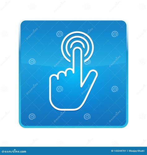 Hand Cursor Click Icon Shiny Blue Square Button Stock Illustration