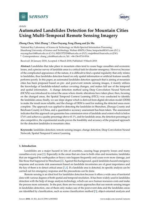 PDF Automated Landslides Detection For Mountain Cities Using Multi Temporal Remote Sensing Imagery