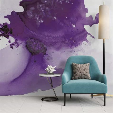 Purple Modern Abstract Watercolor Wall Mural Feathr Wallpapers
