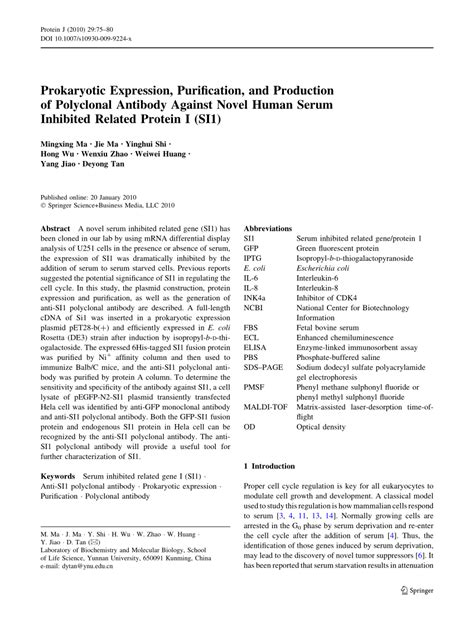 Pdf Prokaryotic Expression Purification And Production Of