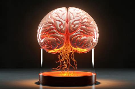 Realistic Brain Under A Glass Dome 3d Realistic Human Brain On A